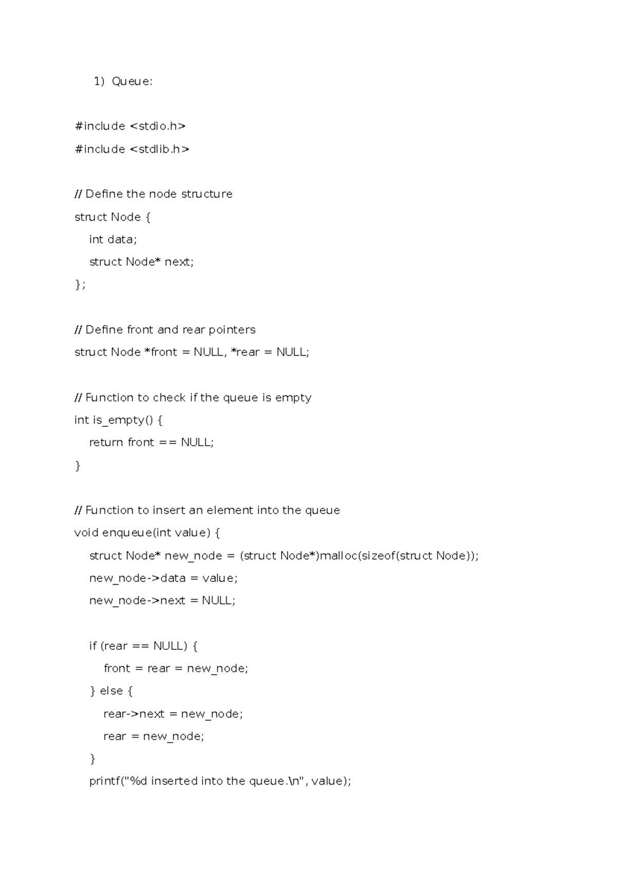 Queue and array - lab work - Queue: #include #include // Define the ...