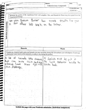Project 1 planning - CEM 161 - Studocu