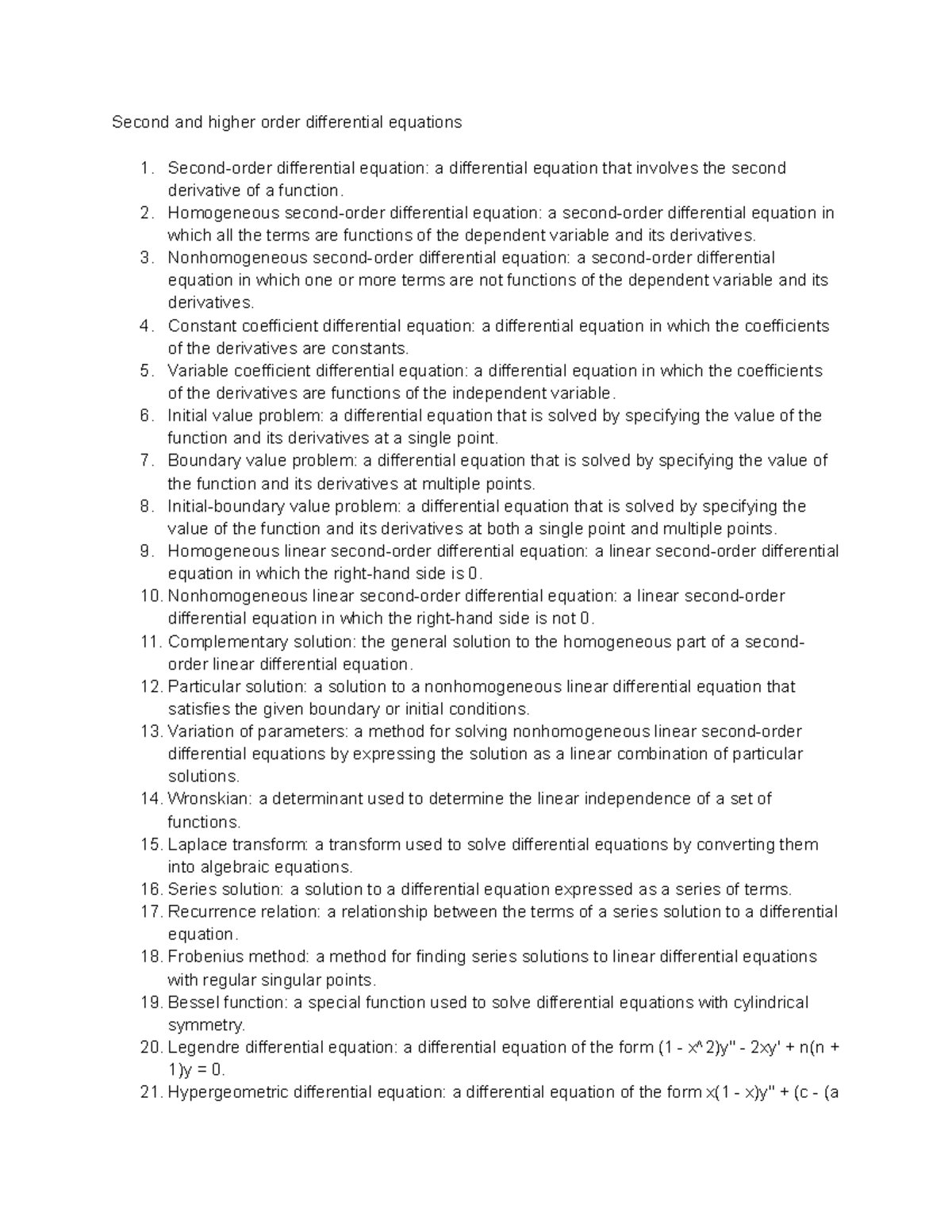 Second and higher order differential equations - Second and higher ...