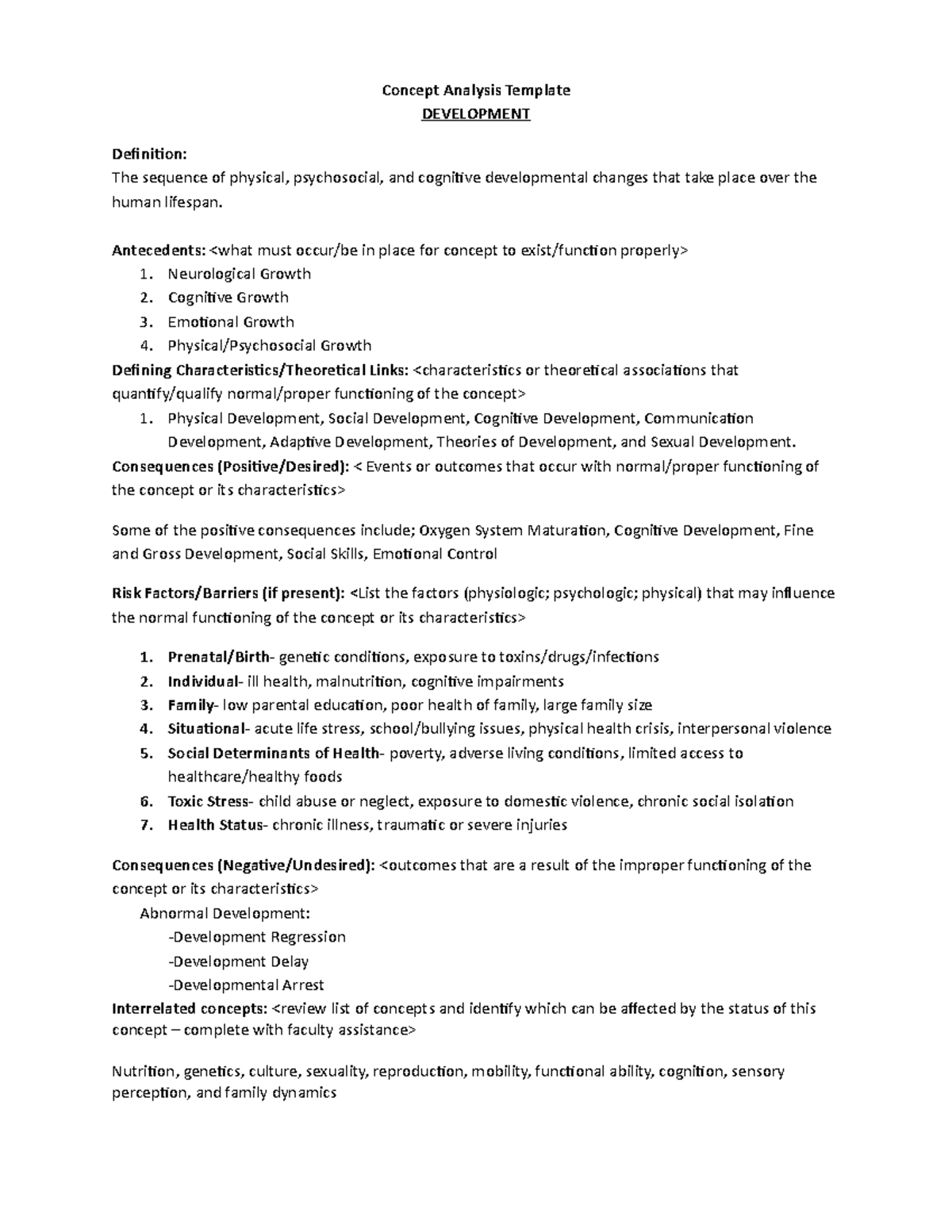 Concept Analysis For In Class Development - Concept Analysis Template ...