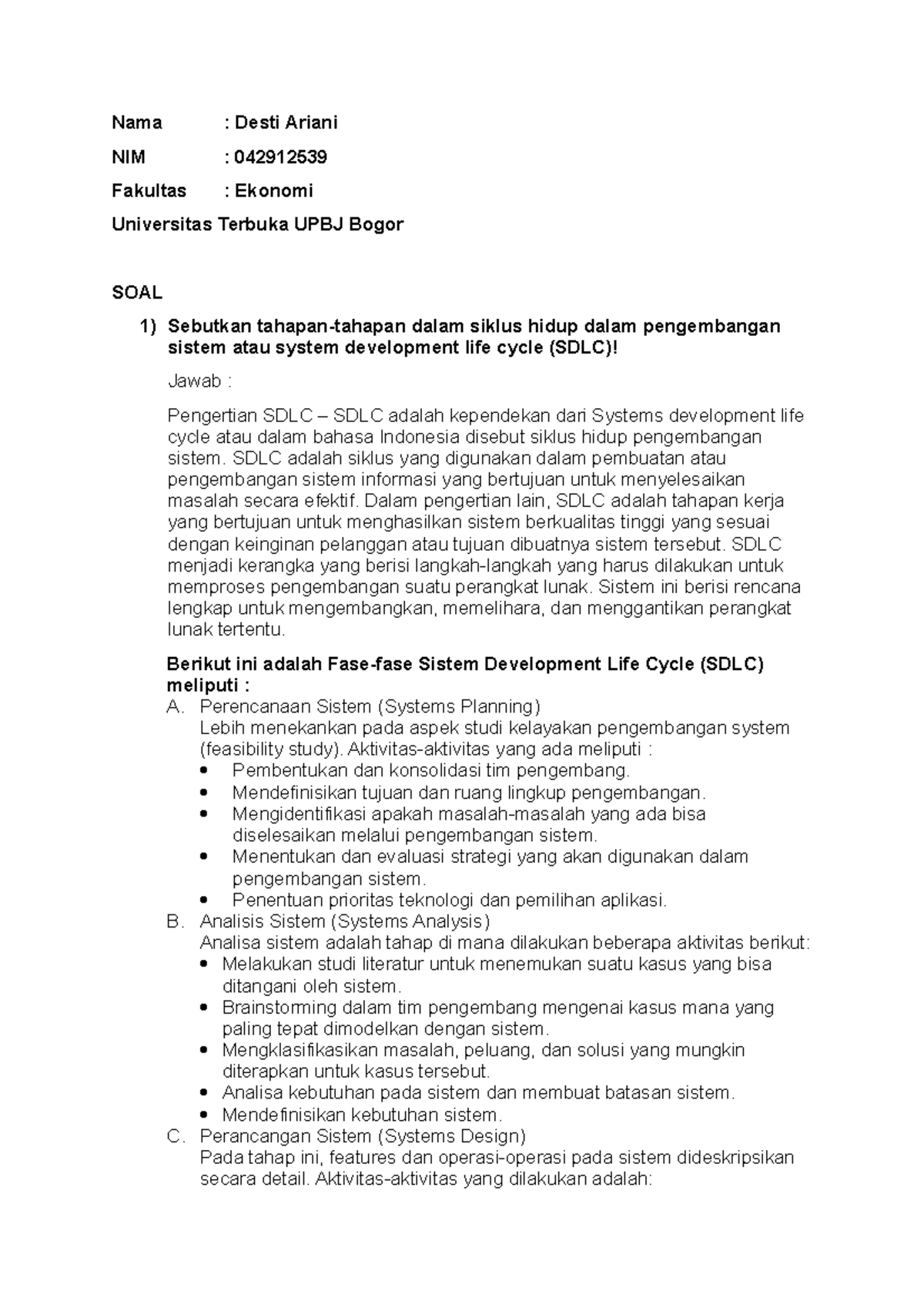 Desti Ariani - Sistem Informasi Managemen - Nama : Desti Ariani NIM ...