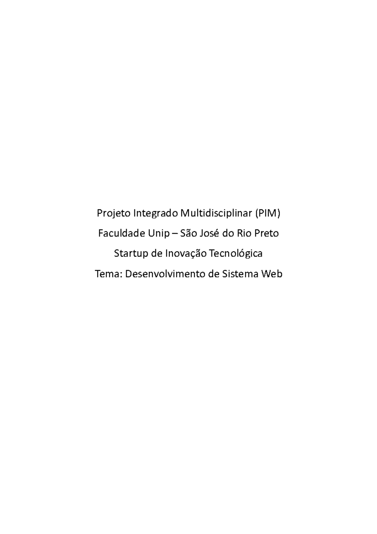 PIM - Projeto Integrado Multidisciplinar - Projeto Integrado ...
