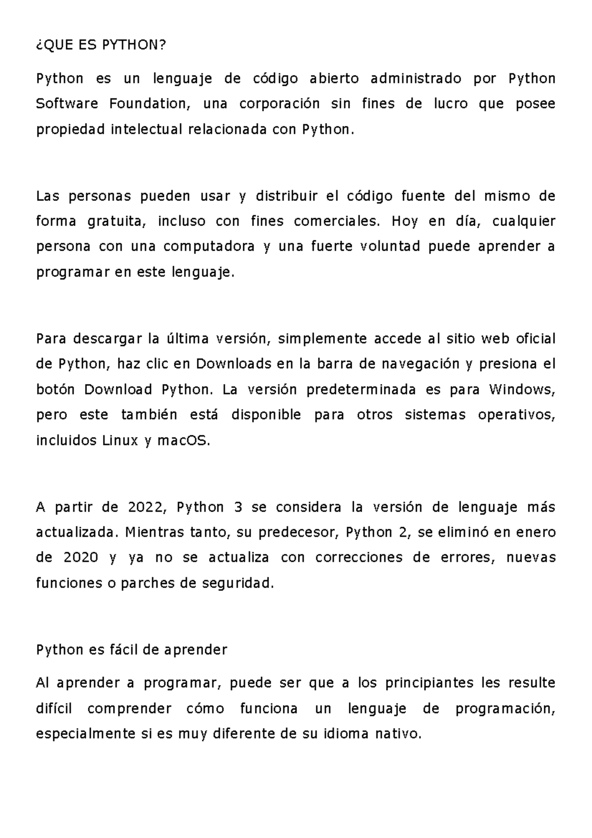 QUE ES Python - ¿QUE ES PYTHON? Python es un lenguaje de código abierto ...