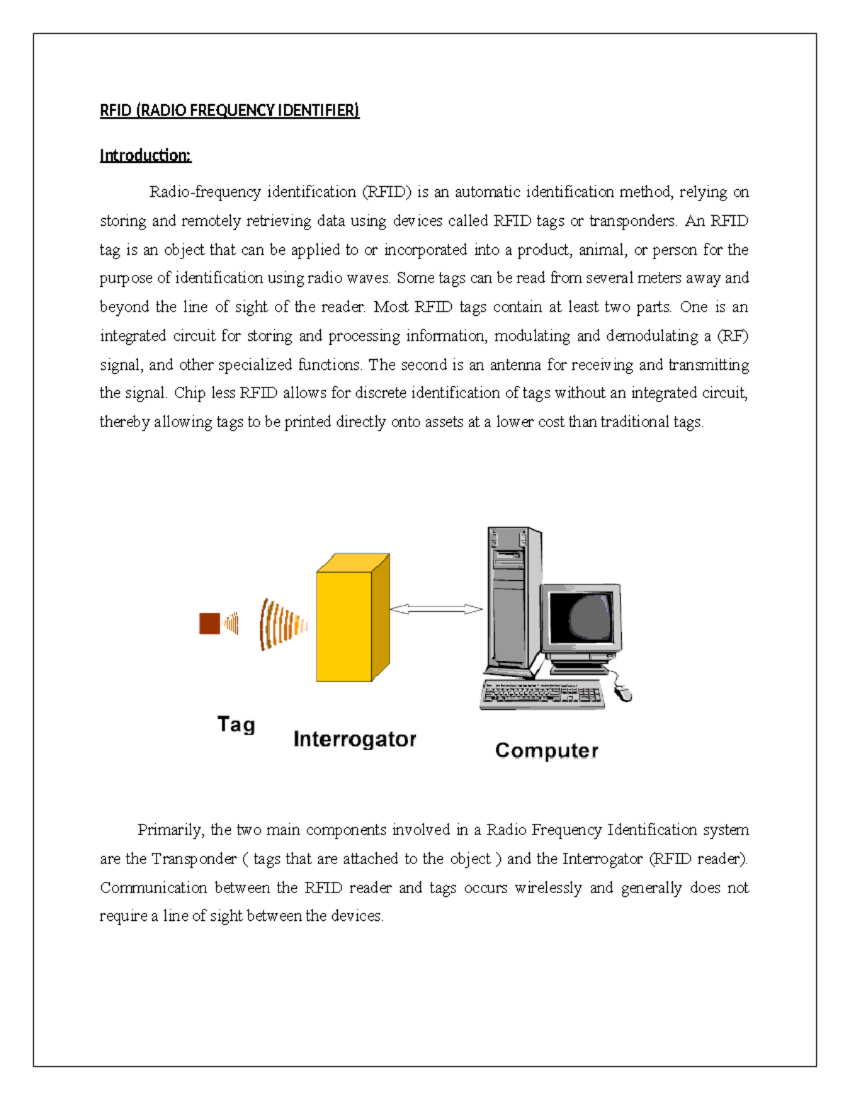 RFID - about Rfid module - RFID (RADIO FREQUENCY IDENTIFIER) Introduction: Radio-frequency - Studocu