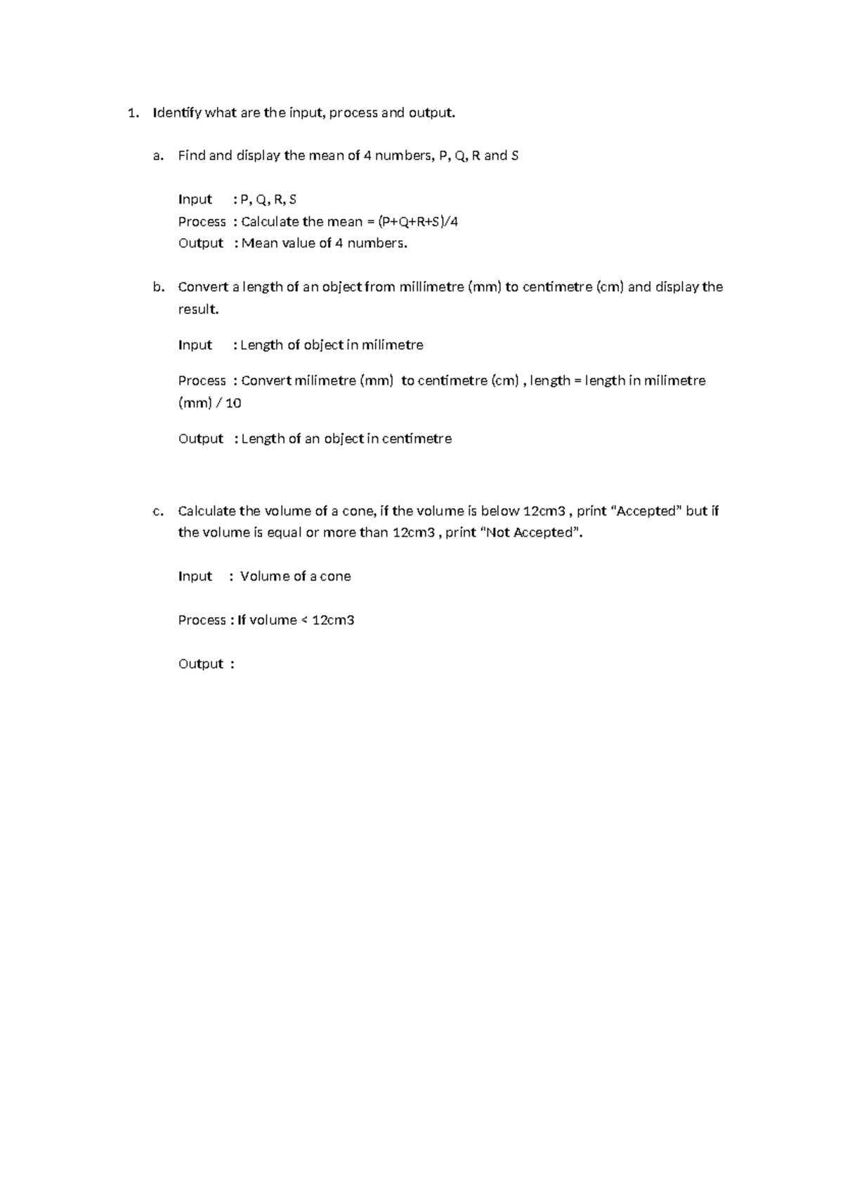 Lab 1 Algorithm Identify What Are The Input Process And Output A Find And Display The 6011