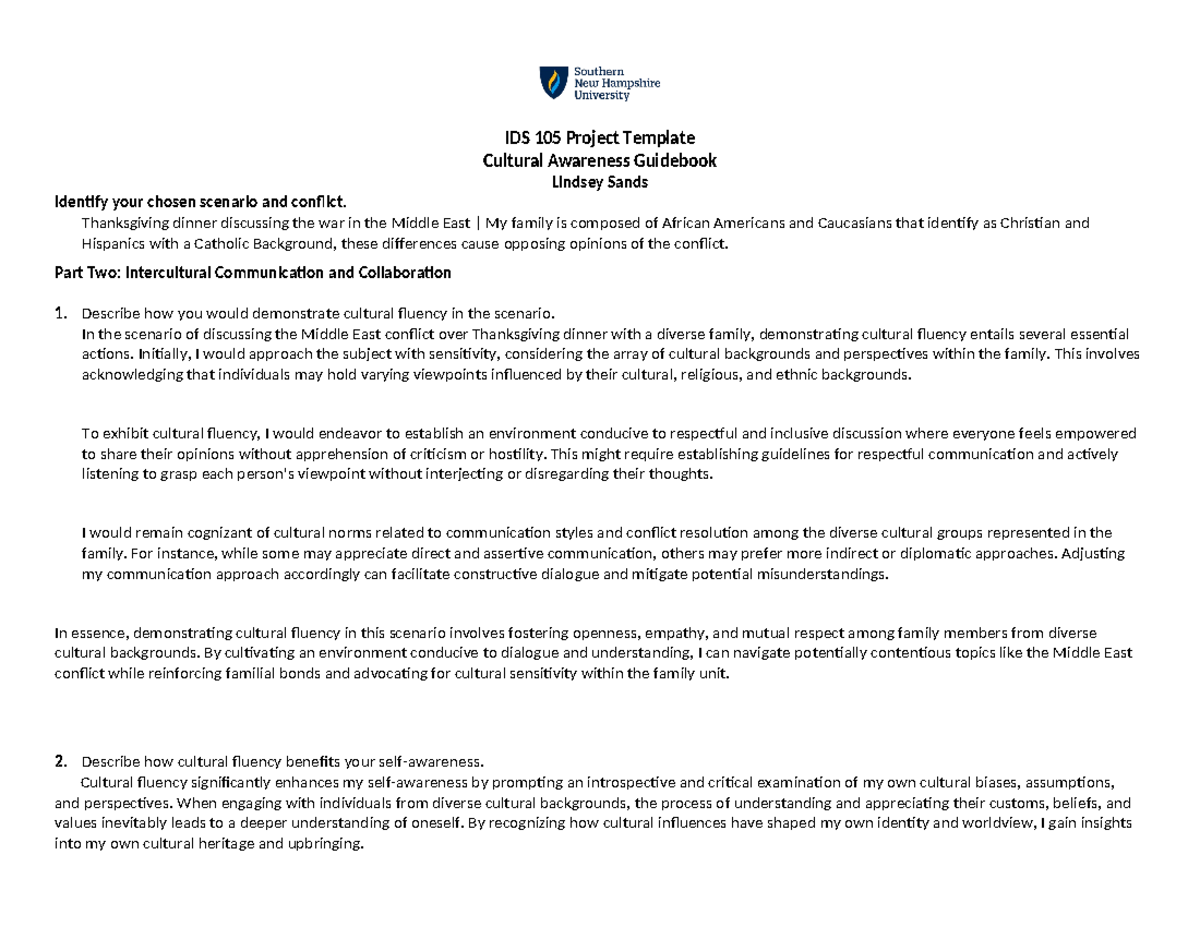 3-2 Project Draft Elevating your Cultural Fluency - IDS 105 Project ...