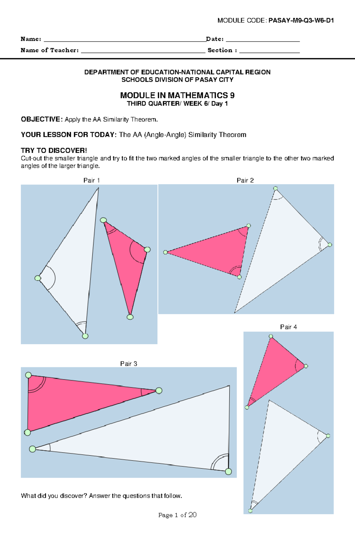 3 MATH 9 Q3 W6 - zwsw - Name ...