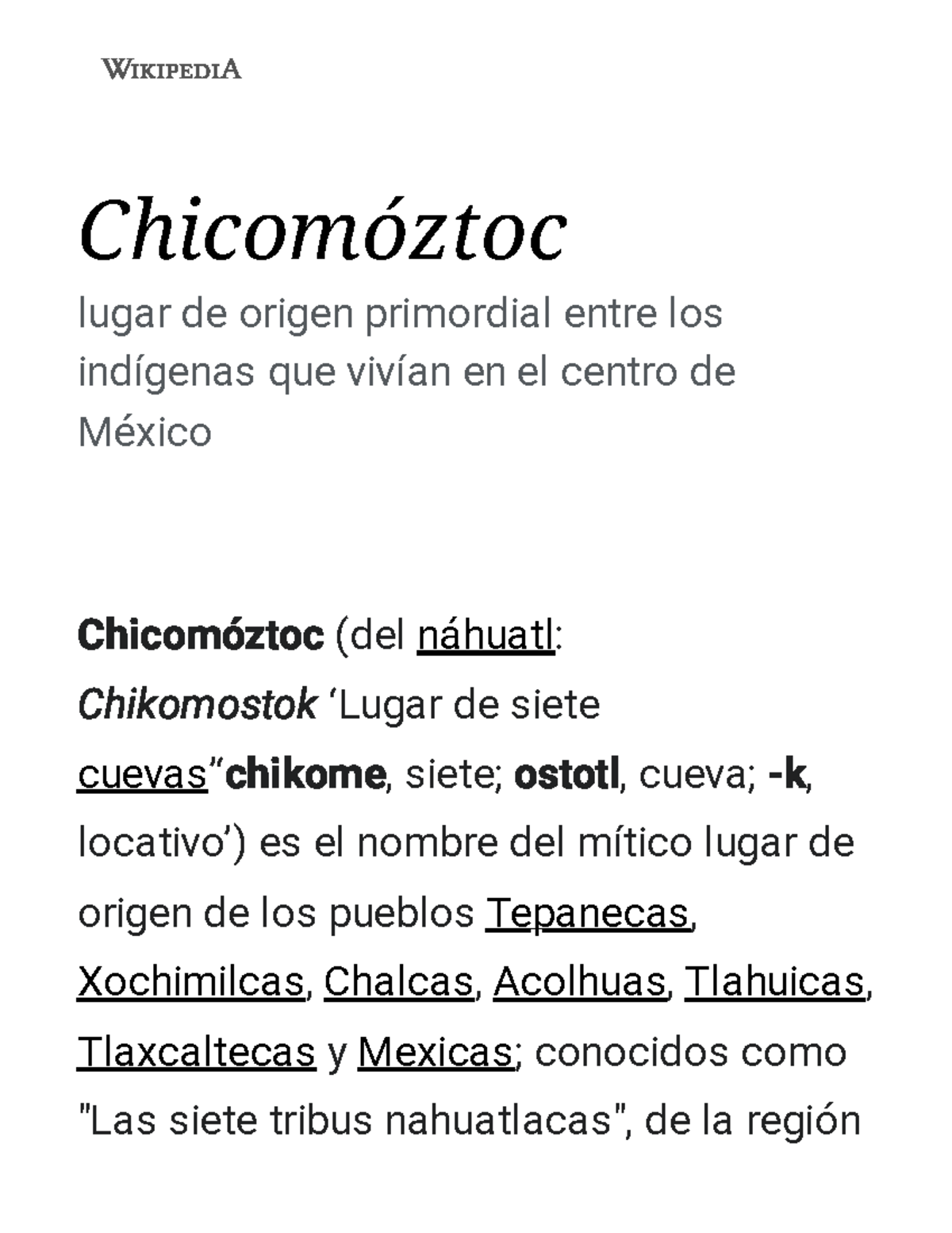Chicomóztoc - Wikipedia, la enciclopedia libre - Chicomóztoc lugar de ...