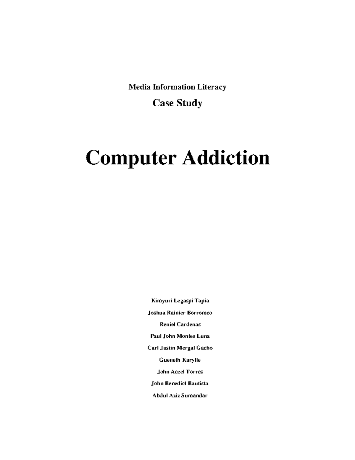 Case Study MIL - Media Information Literacy Case Study Computer ...