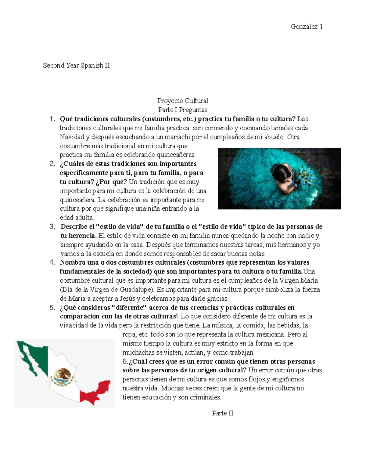 Culture project - Gonzalez 1 Second Year Spanish II Proyecto Cultural ...