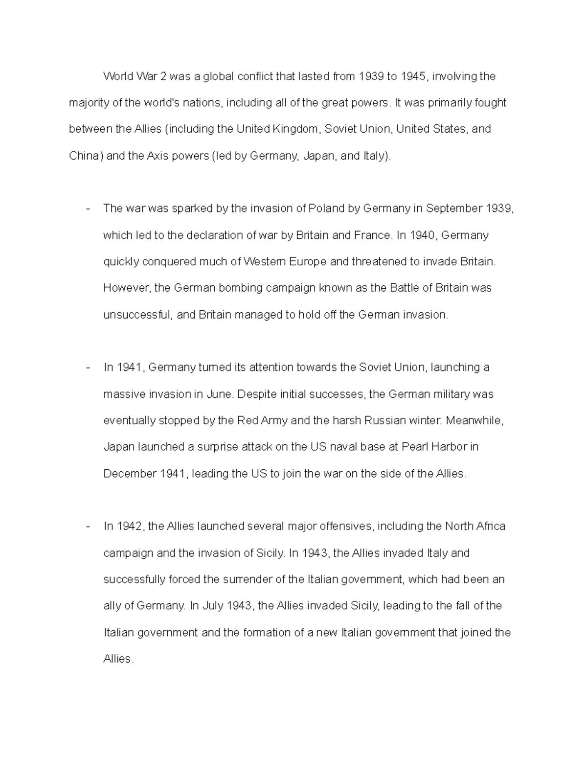 World War 2 Western Civilization Notes - World War 2 was a global ...