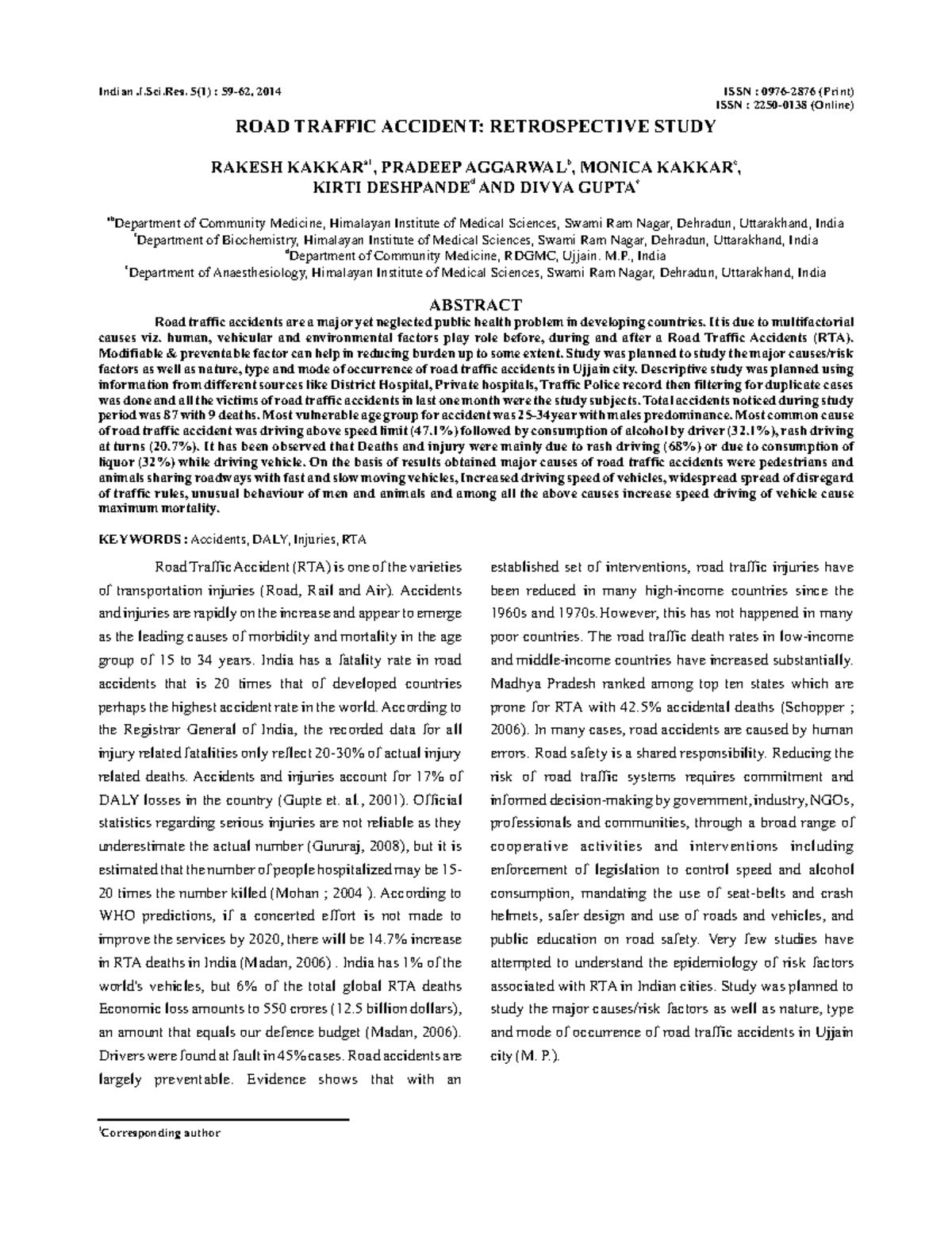 28 - lmc;lsdk;l - ROAD TRAFFIC ACCIDENT: RETROSPECTIVE STUDY ab c d e ...