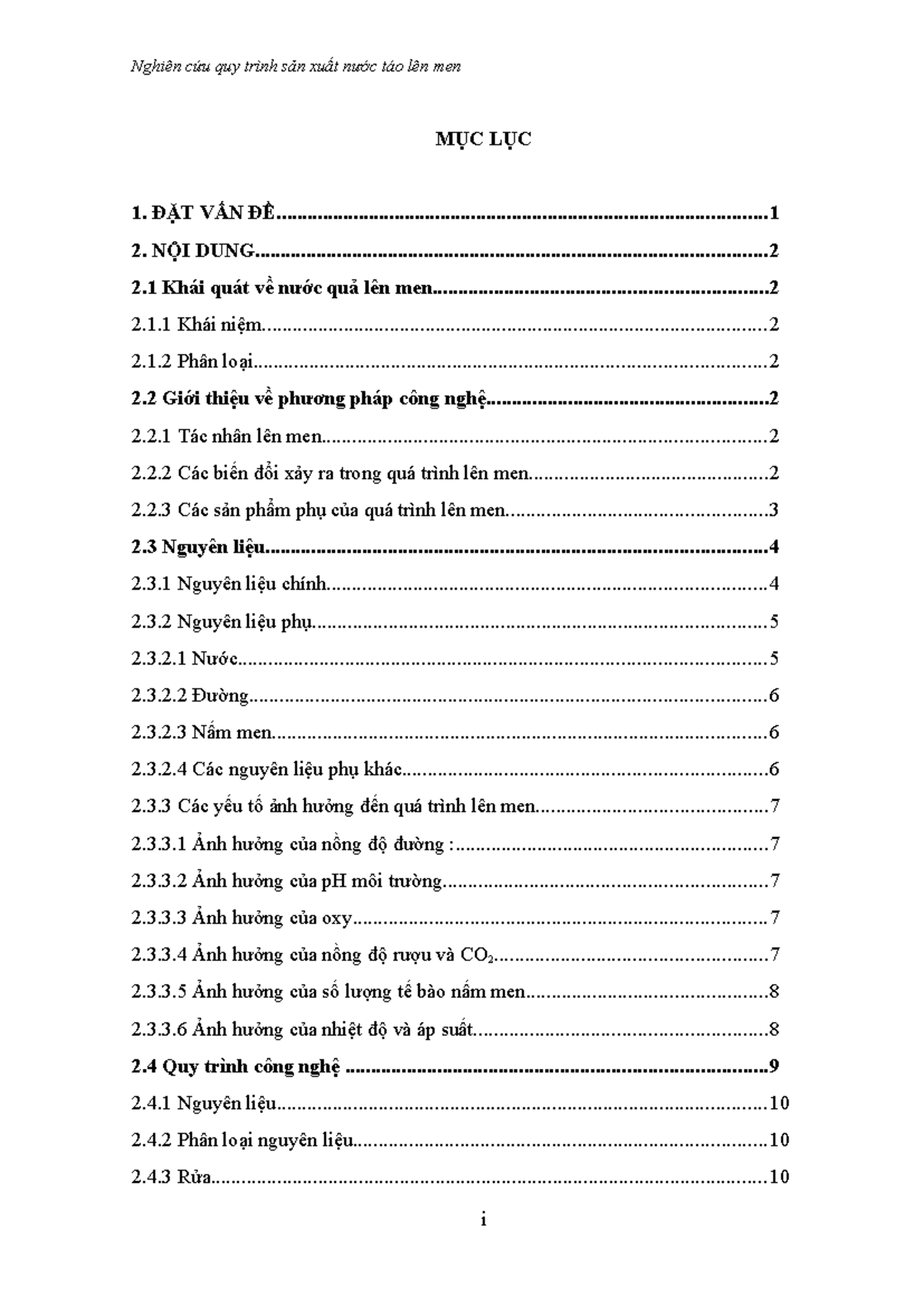 [123doc] - nghien-cuu-quy-trinh-san-xuat-nuoc-tao-len-men - MỤC LỤC ĐẶT VẤN - Studocu