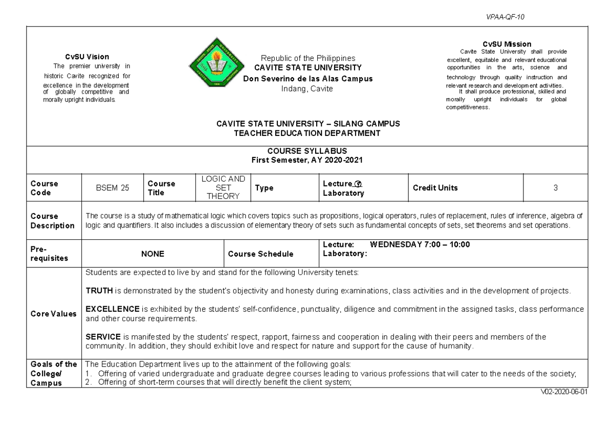 BSEM 25 - Read this and understand - VPAA-QF- CvSU Mission Cavite State ...