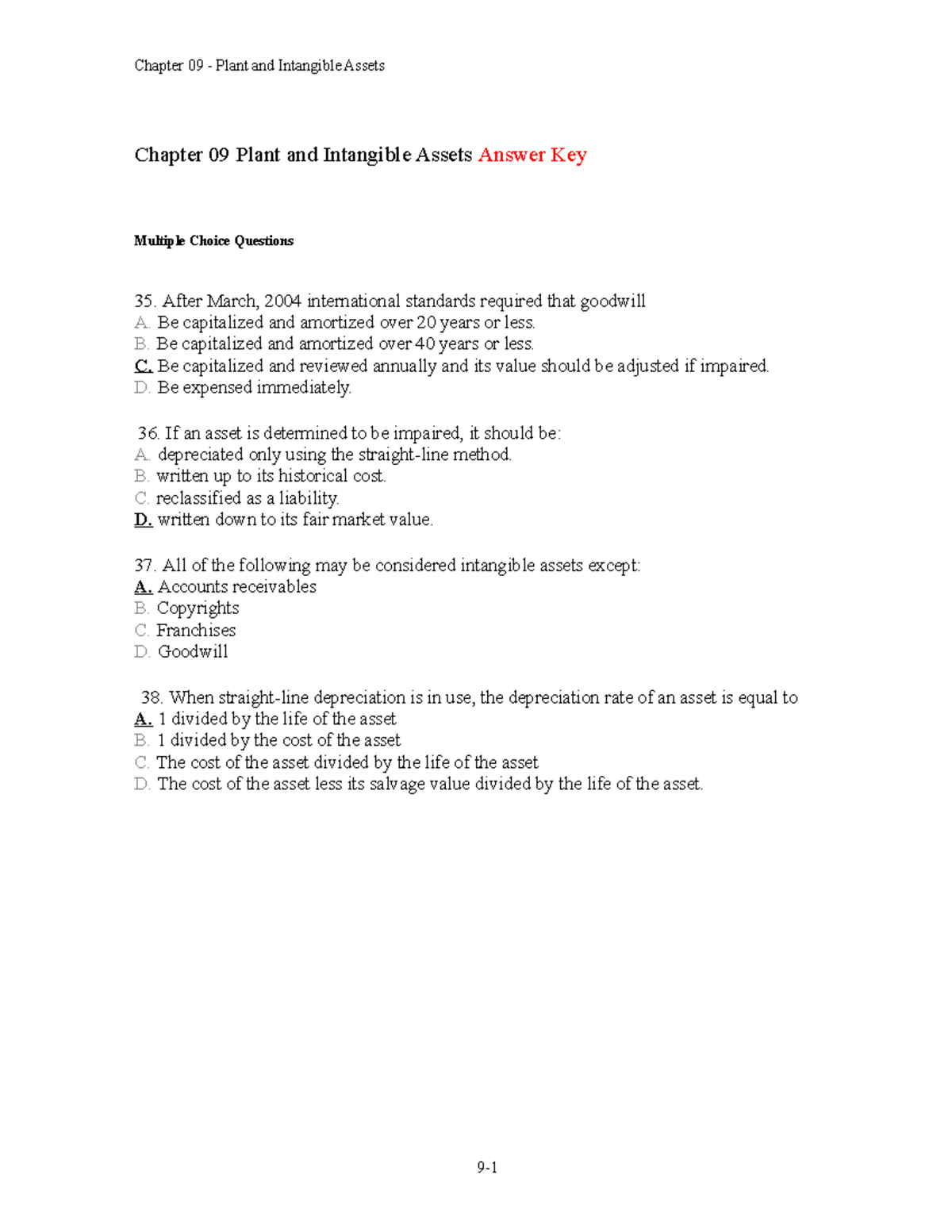 Chapter 9 Answers - notes - Chapter 09 Plant and Intangible Assets ...