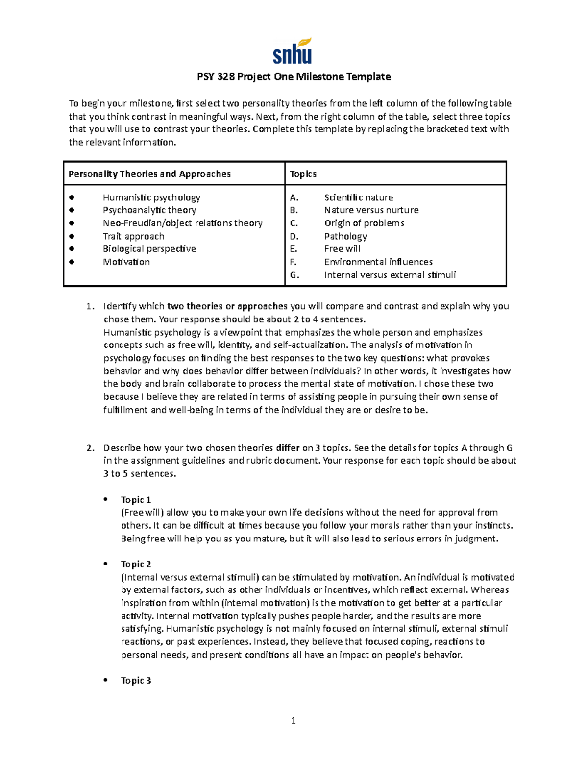 PSY 328 Project One Milestone Completed - PSY 328 Project One Milestone ...