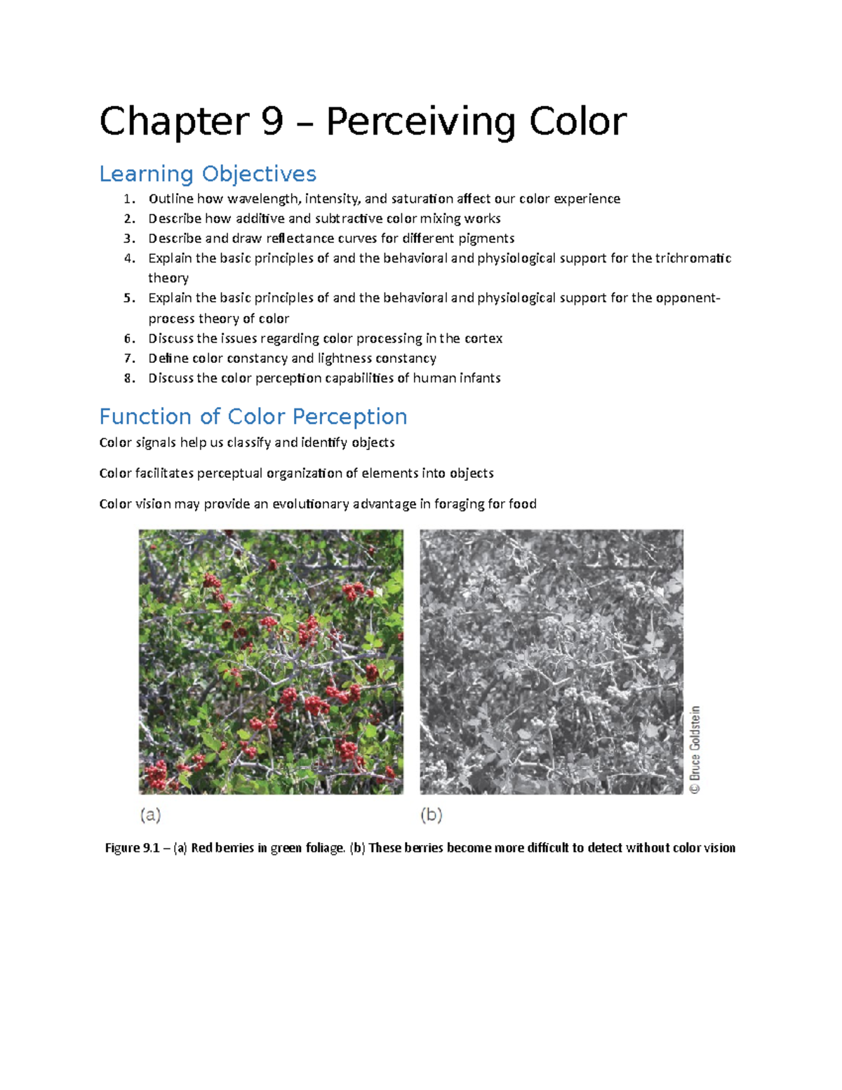 03-20-23 Chapter 9, Perceiving Color - Chapter 9 – Perceiving Color ...