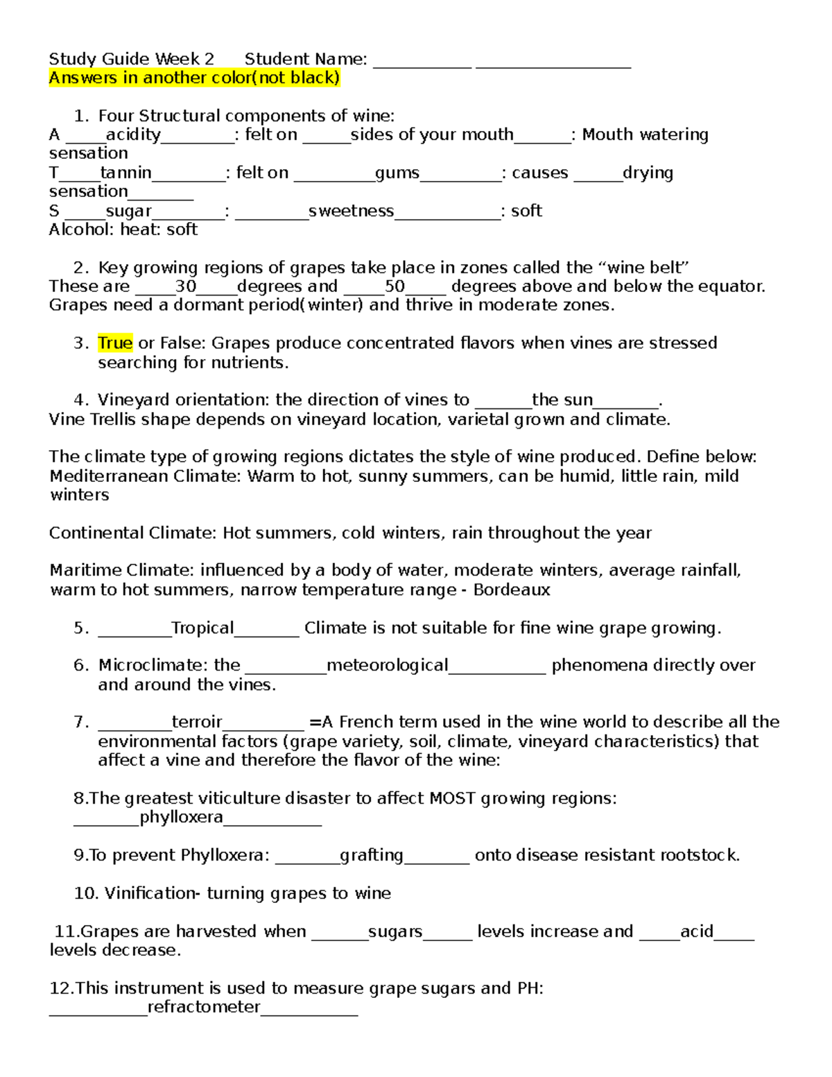 Week 2 Study Guide for FST 422 - Study Guide Week 2 Student Name