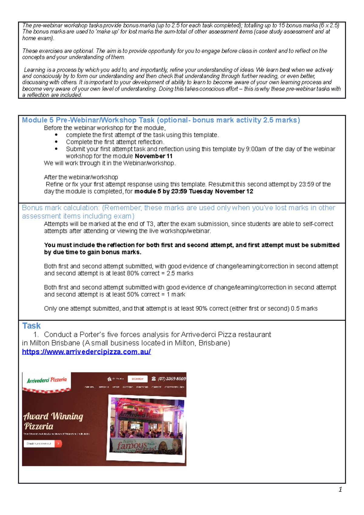 Template module 5 pre webinar workshop tasks - The pre-webinar workshop ...
