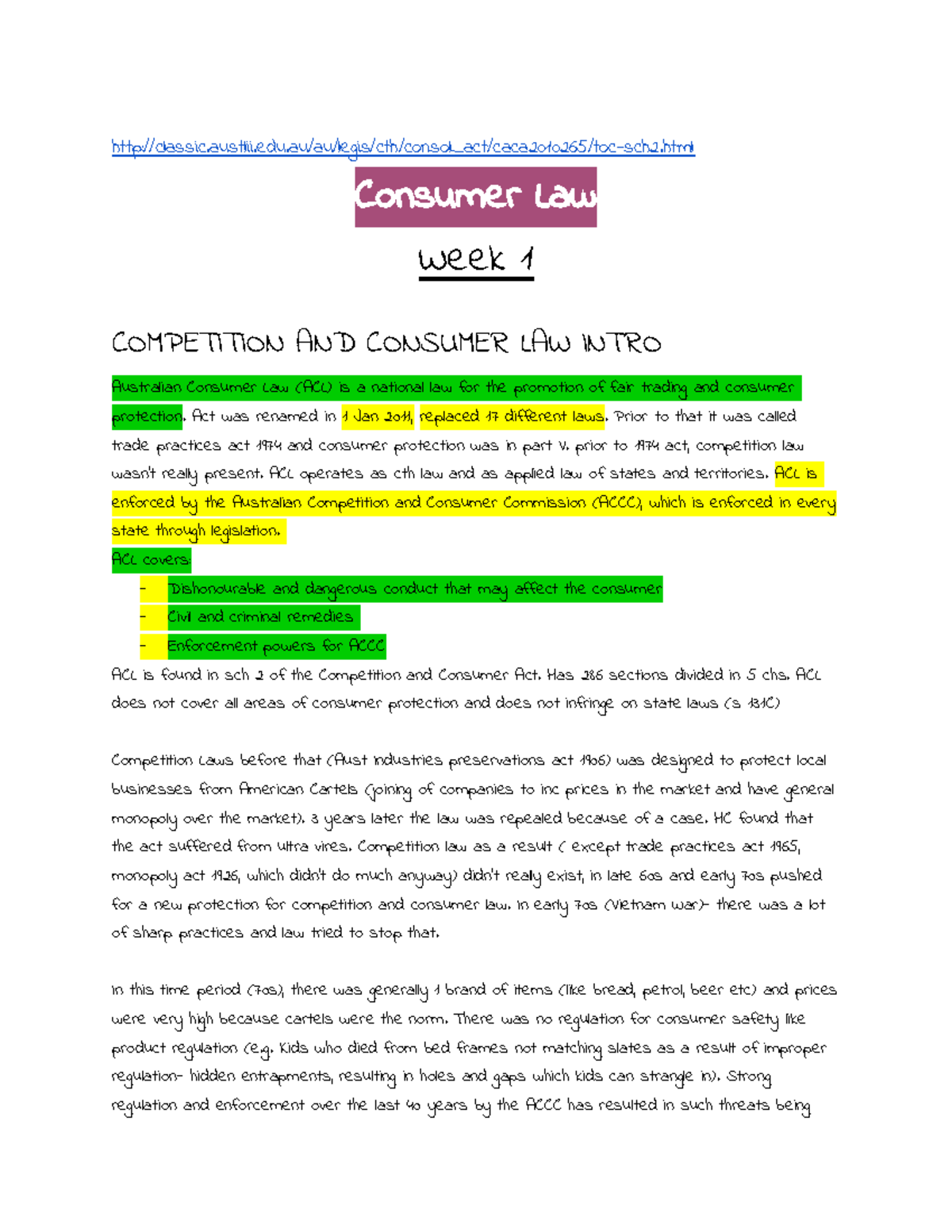 Consumer Law Notes - classic.austlii.edu/au/legis/cth/consol_act ...