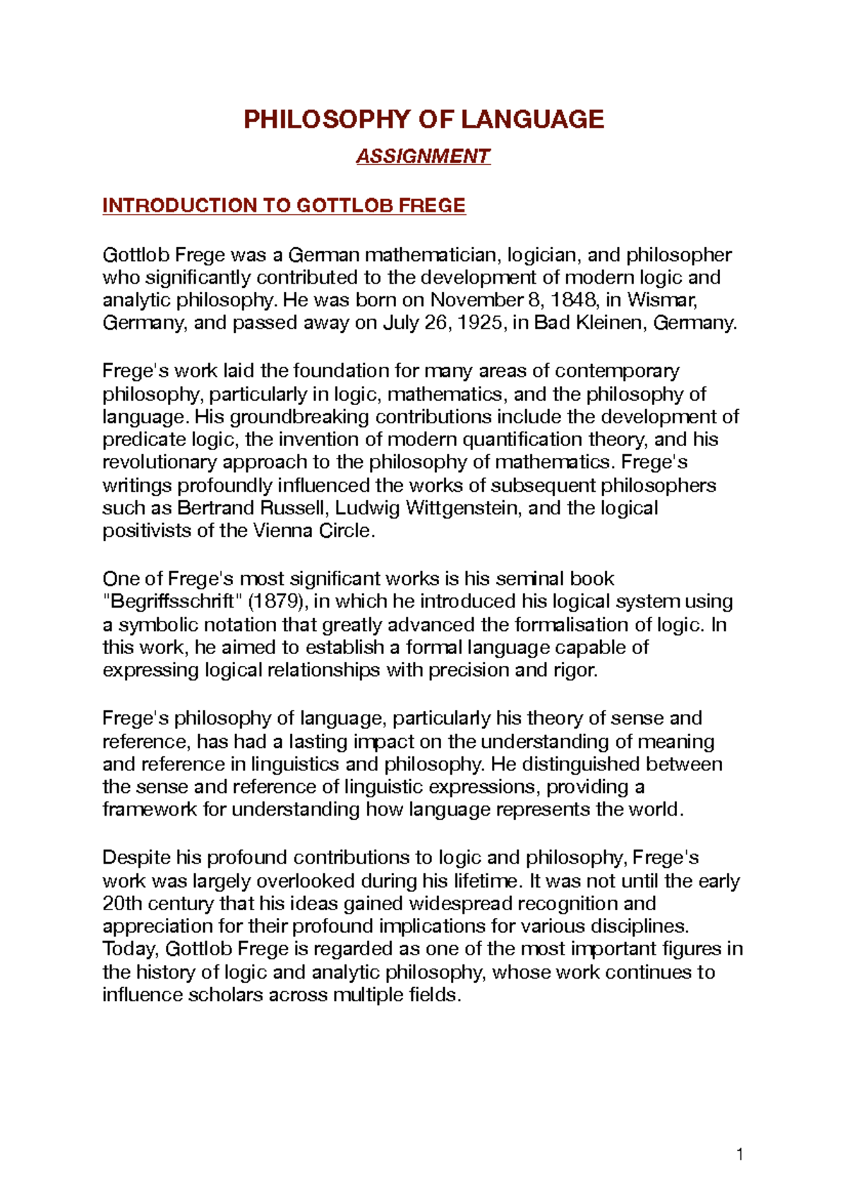 Philosophy of Language - PHILOSOPHY OF LANGUAGE ASSIGNMENT INTRODUCTION ...