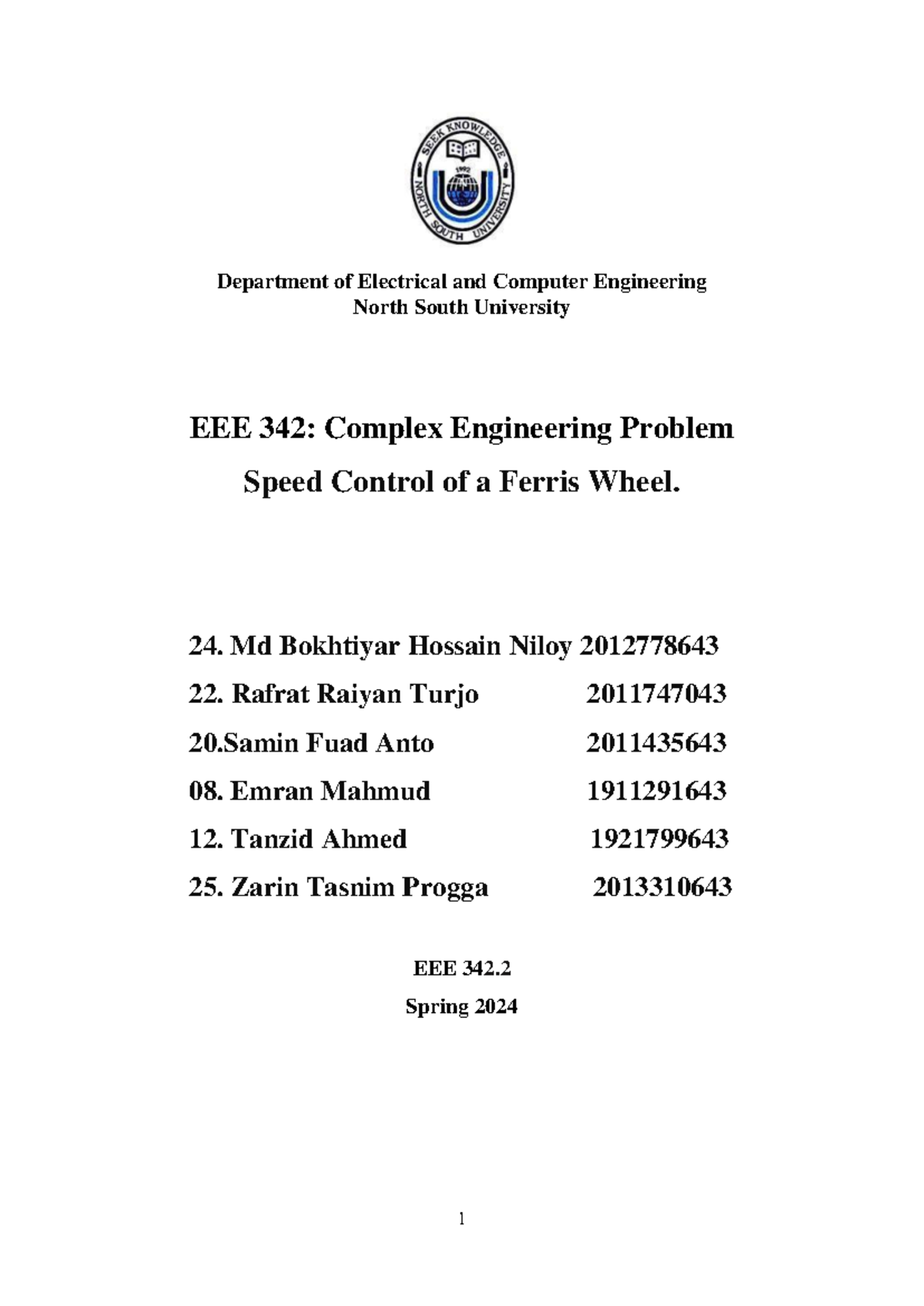 CEP Team07-Speed Control of a Ferris Wheel - Department of Electrical ...