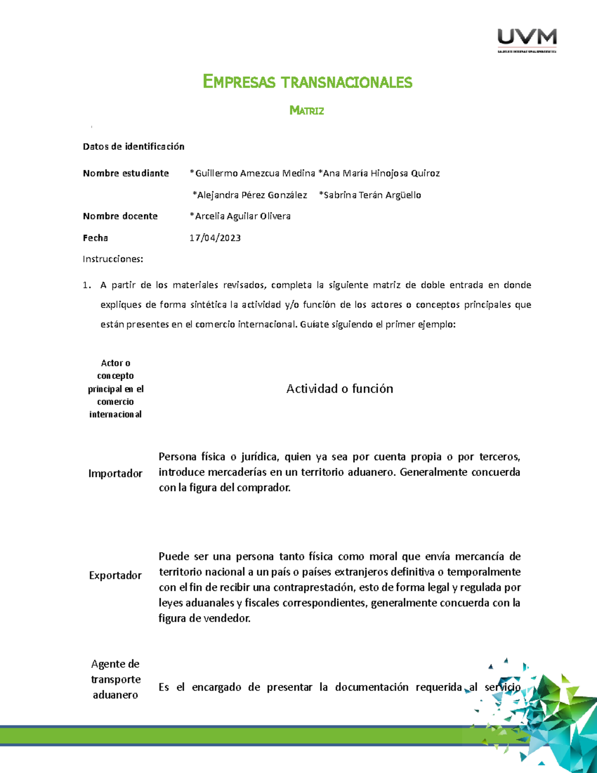 Matriz (s) empresas transnacionales - EMPRESAS TRANSNACIONALES MATRIZ ...