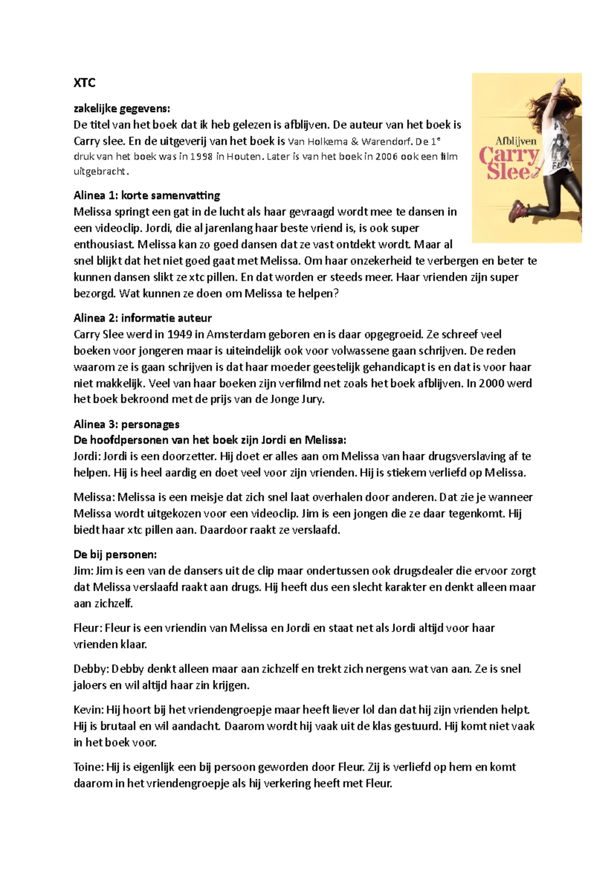 recensie van het boek afblijven - XTC zakelijke gegevens: De titel van ...