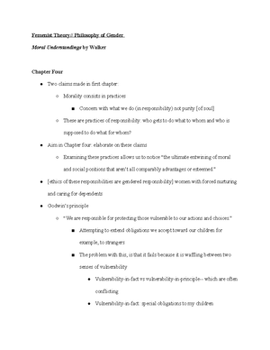 Walker, Chapter 8 - Femenist Theory// Philosophy of Gender Moral ...