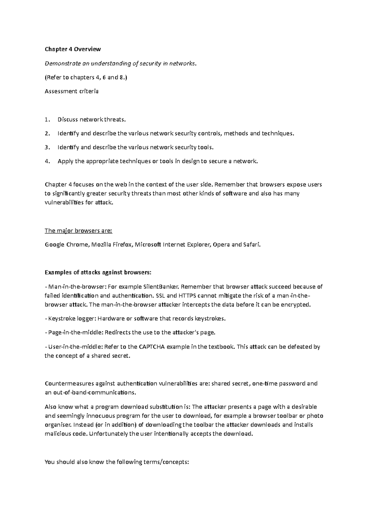 Chapter 4 Overview - Chapter 4 Overview Demonstrate an understanding of ...