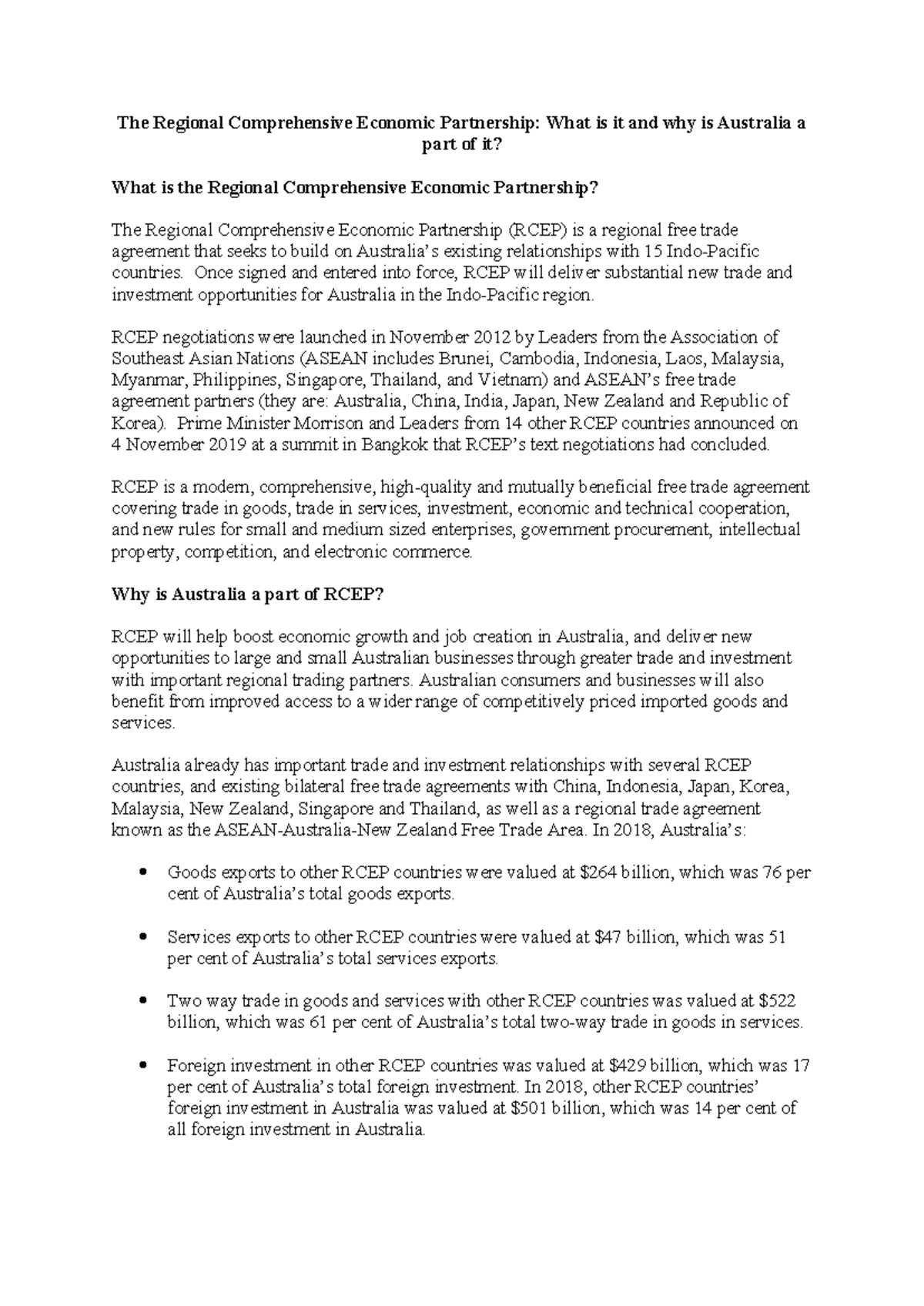 Rcep what is it and why is the australian government part of it - The ...