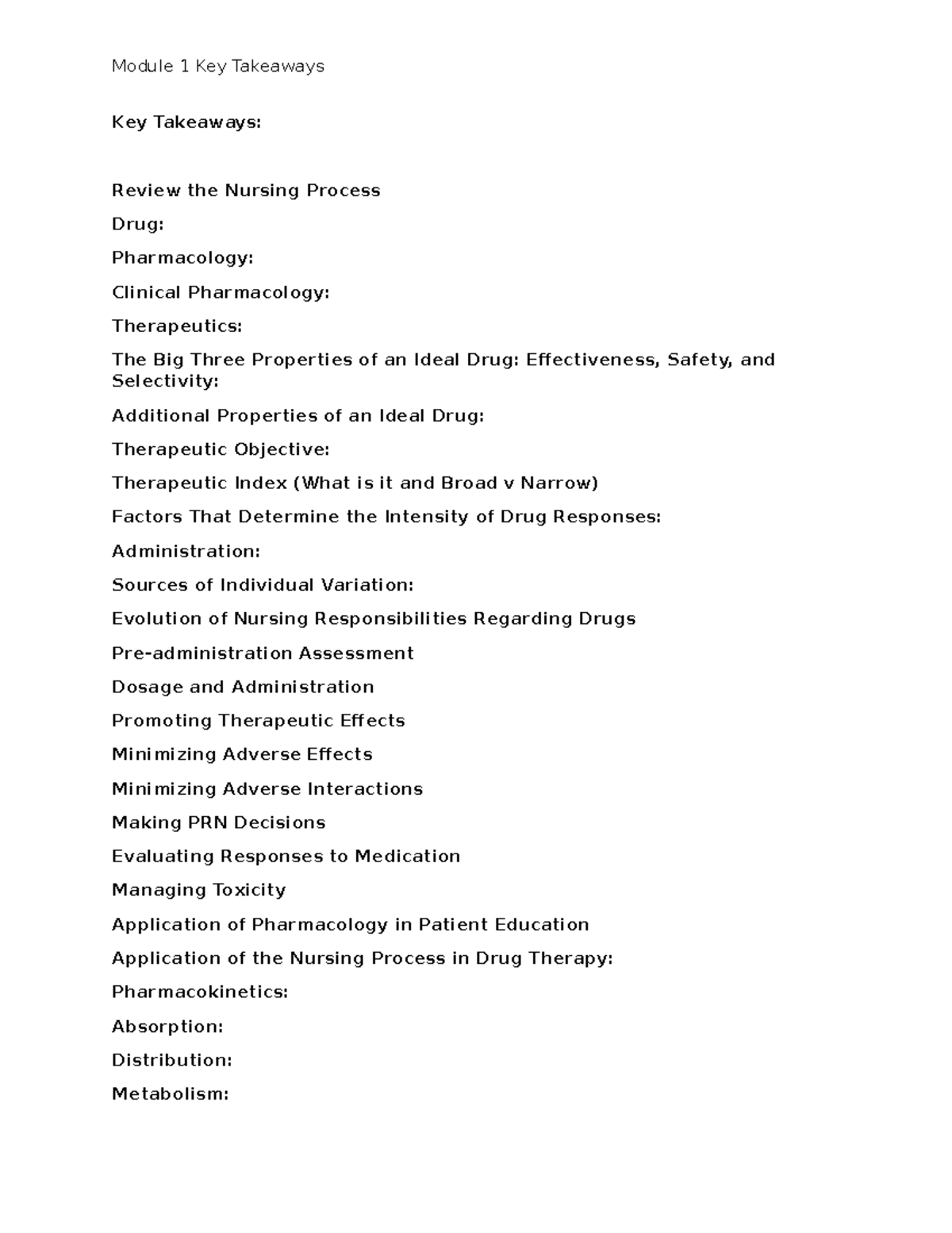Module 1 Key Take Aways - Key Takeaways: Review the Nursing Process ...