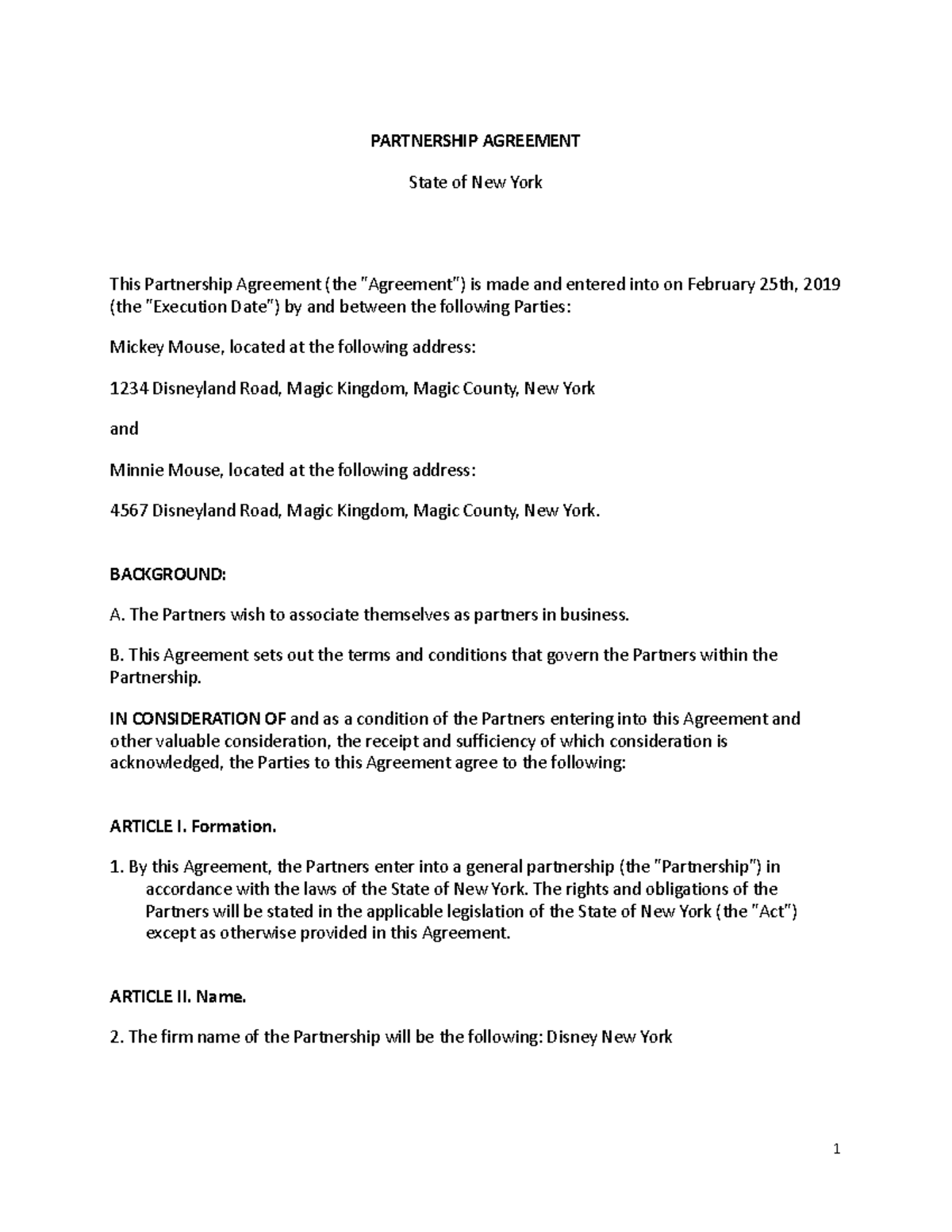 partnership agreement - BACKGROUND: A. The Partners wish to associate ...