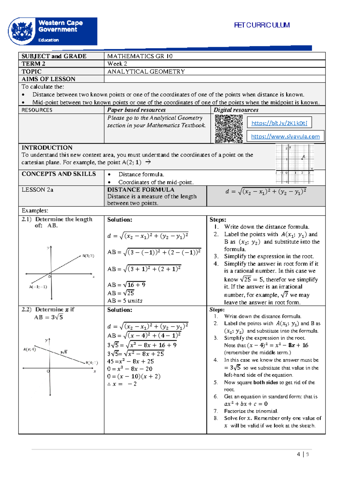 GR 10 Maths Term 2 Week 2 final - FET CURRICULUM 4 | 9 SUBJECT and ...