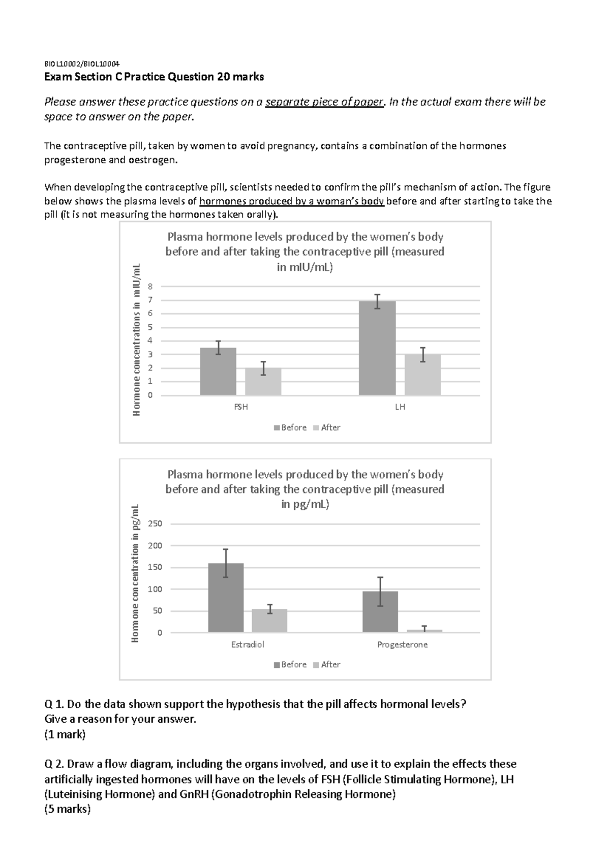 Section C practice questions - In the actual exam there will be space to answer on the paper ...