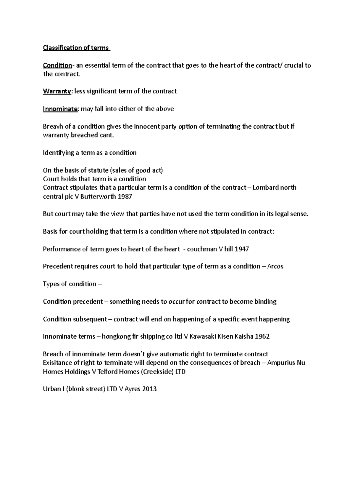 Classification of terms - lecture 10 contract - Classification of terms ...