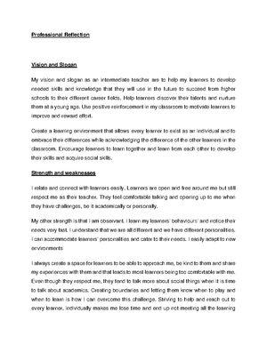 Reflections - Reflect on your teaching practicals - The module JFP 471 ...