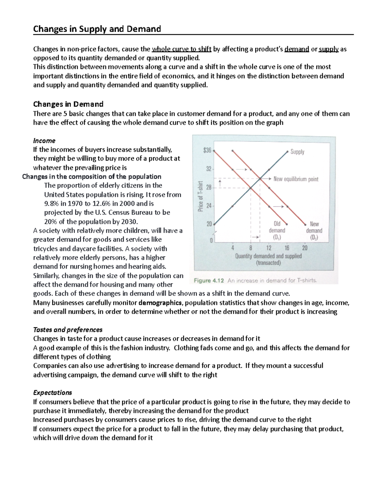 Changes in Demand and Supply - Changes in Supply and Demand Changes in ...