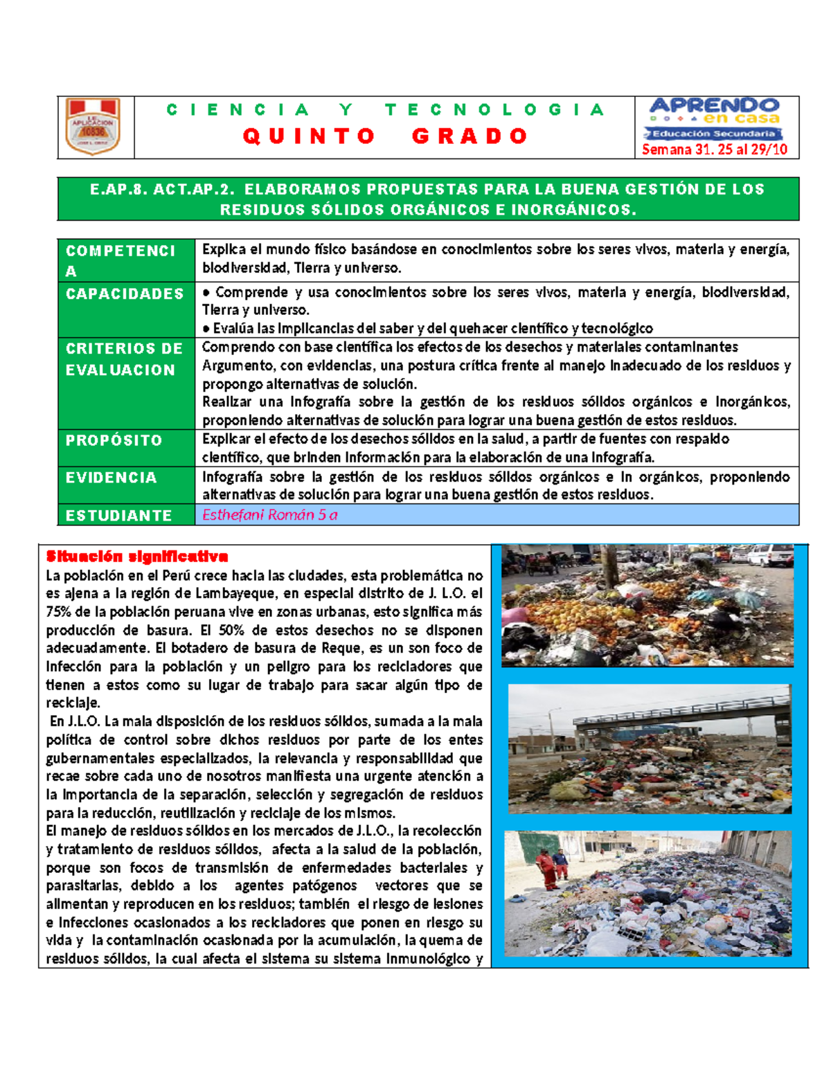 C.T.5°. E.A.8.semana 31. tarea echa - C I E N C I A Y T E C N O L O G I A Q U I N T O G R A D O ...