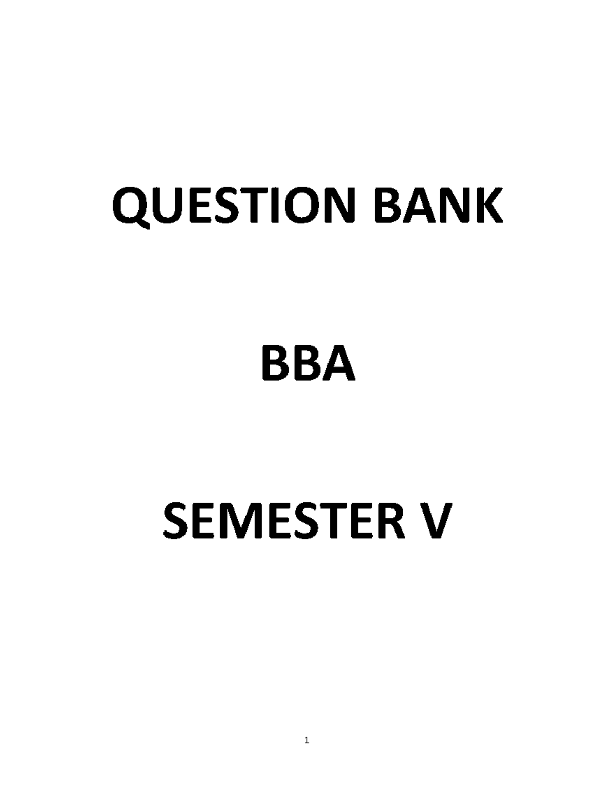 BBA Question BANK - QUESTION BANK BBA SEMESTER V FOR PRIVATE ...