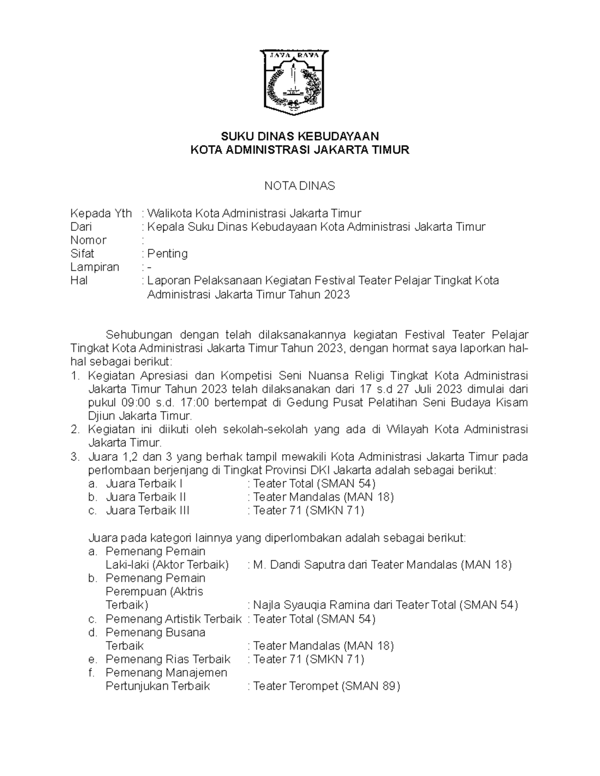 NOTA Dinas FTP 2023 - sample - SUKU DINAS KEBUDAYAAN KOTA ADMINISTRASI ...