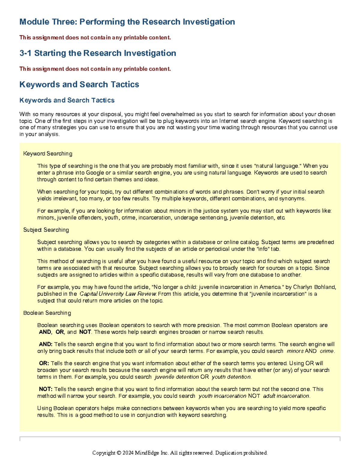 Module Three Performing the Research Investigation - 3-1 Starting the ...