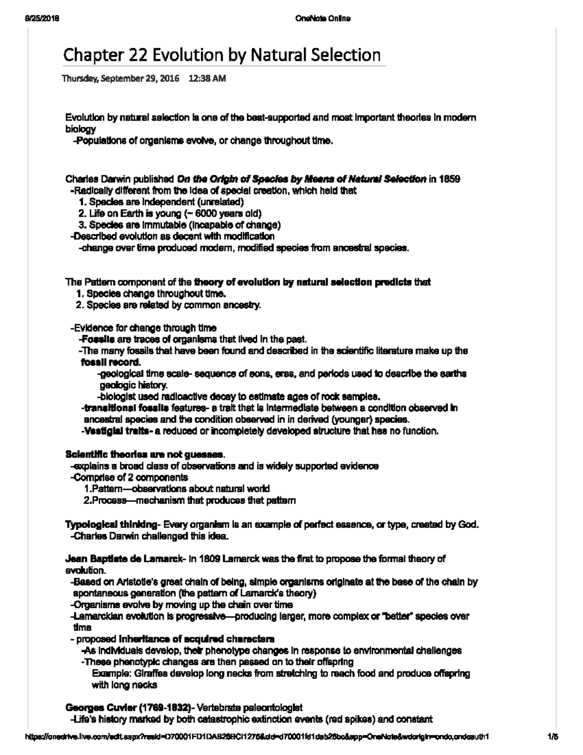 Ch22 Evolution By Natural Selection - 9/25/2018 OneNote Online Chapter ...