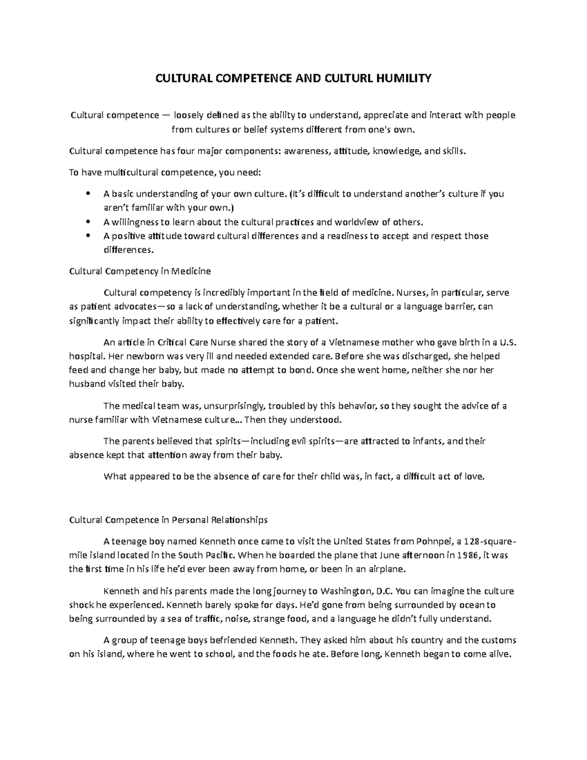 Cultural Competence and Cultural Humility - CULTURAL COMPETENCE AND ...