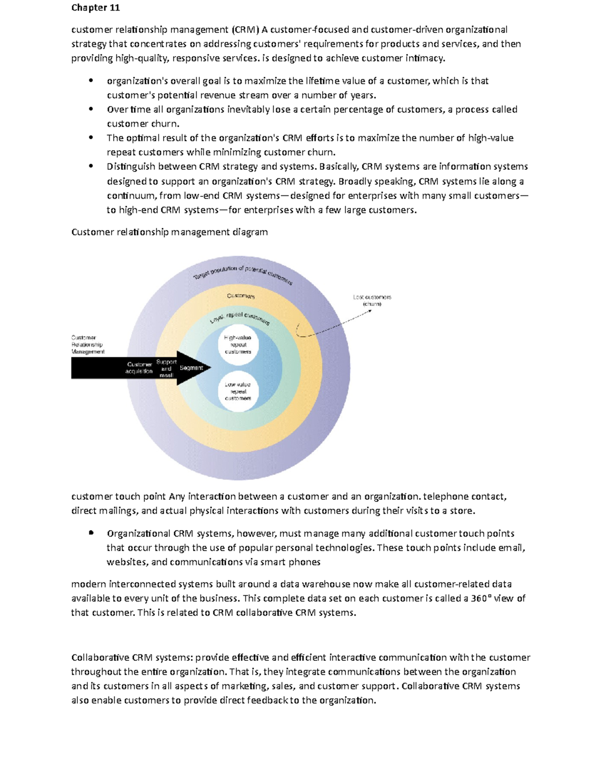 Chapter 11 - summary - Chapter 11 customer relationship management (CRM) A customer-focused and ...