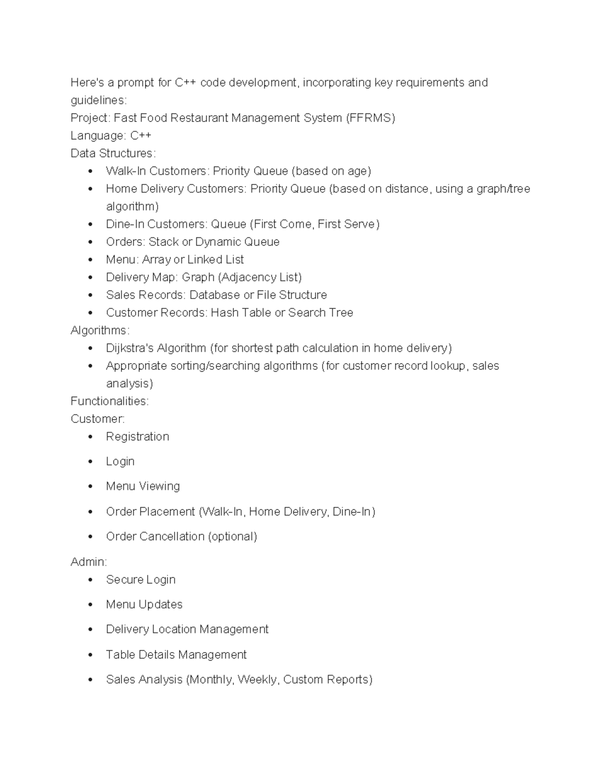 DSA Project - 2019-22 - assignment - Here's a prompt for C++ code ...