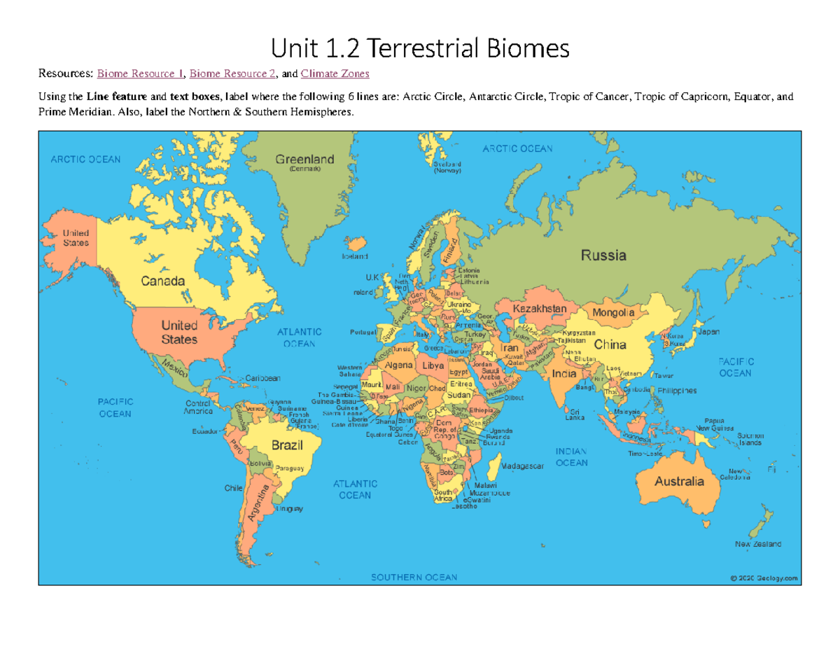 1.2 terrestrial biomes & climate zones handout - Unit 1 Terrestrial ...