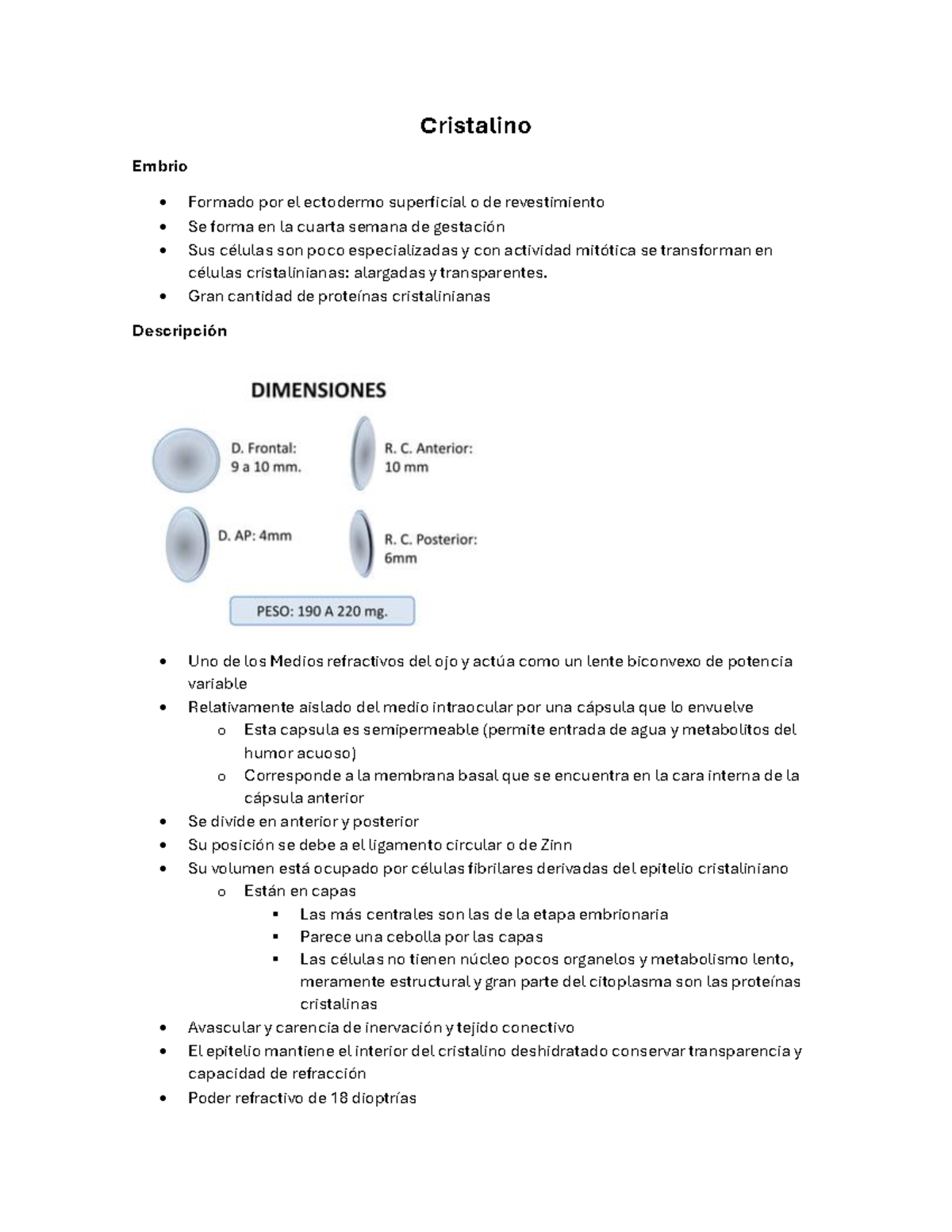 Cristalino - Cristalino Embrio - Formado por el ectodermo superficial o ...