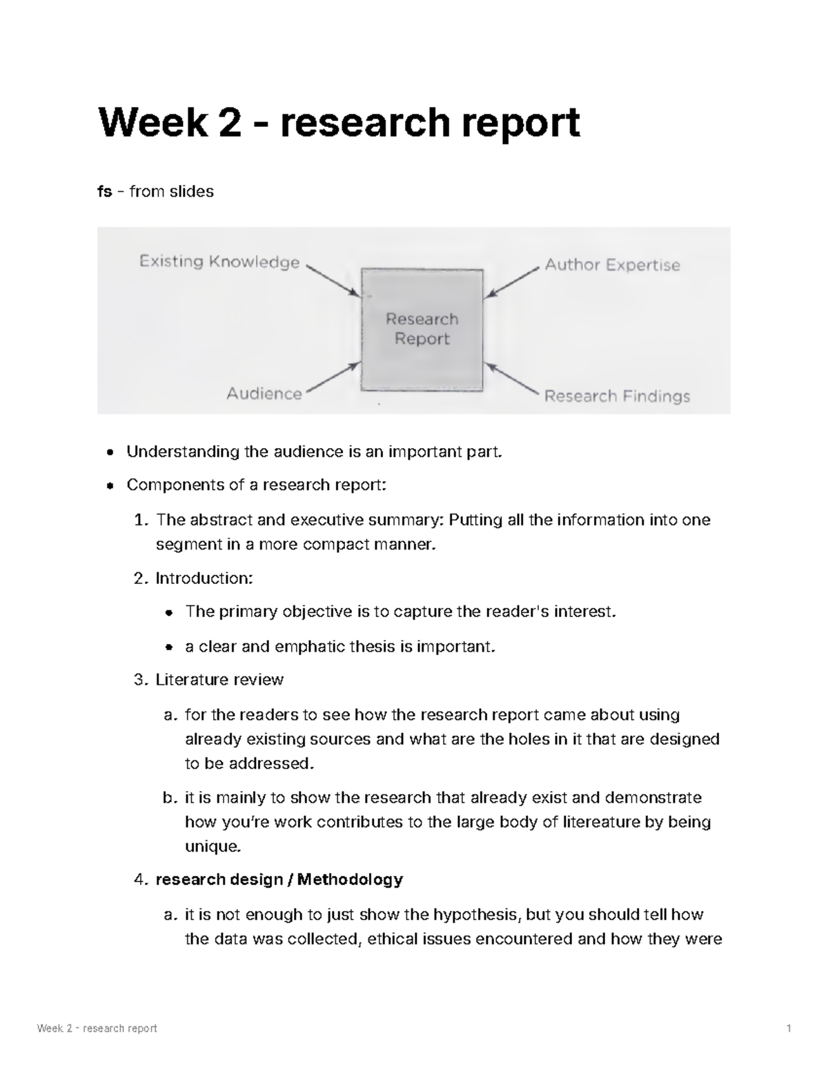 Week 2 - research report - Week 2 research report 1 Week 2 - research report fs - from slides ...
