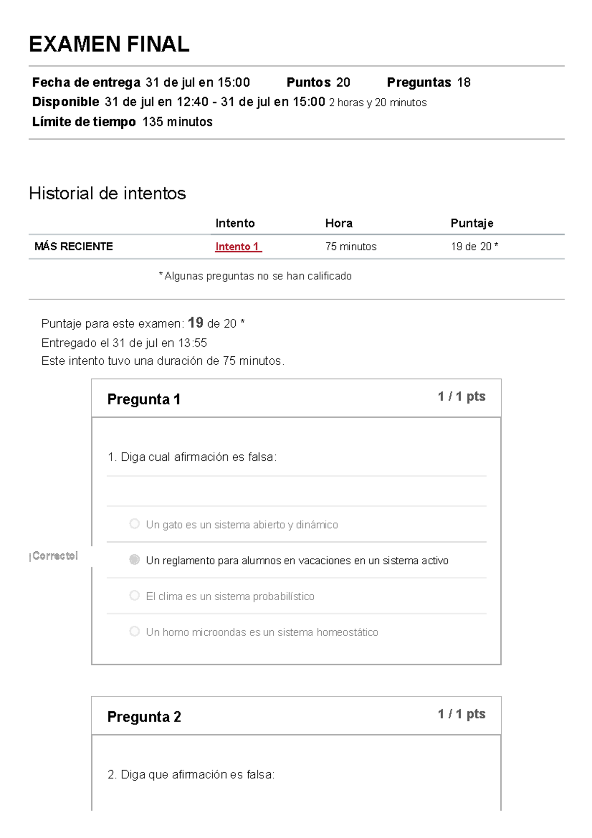 Examen Final Procesos PARA Ingenieria (26031) - * Algunas preguntas no se han calificado EXAMEN ...